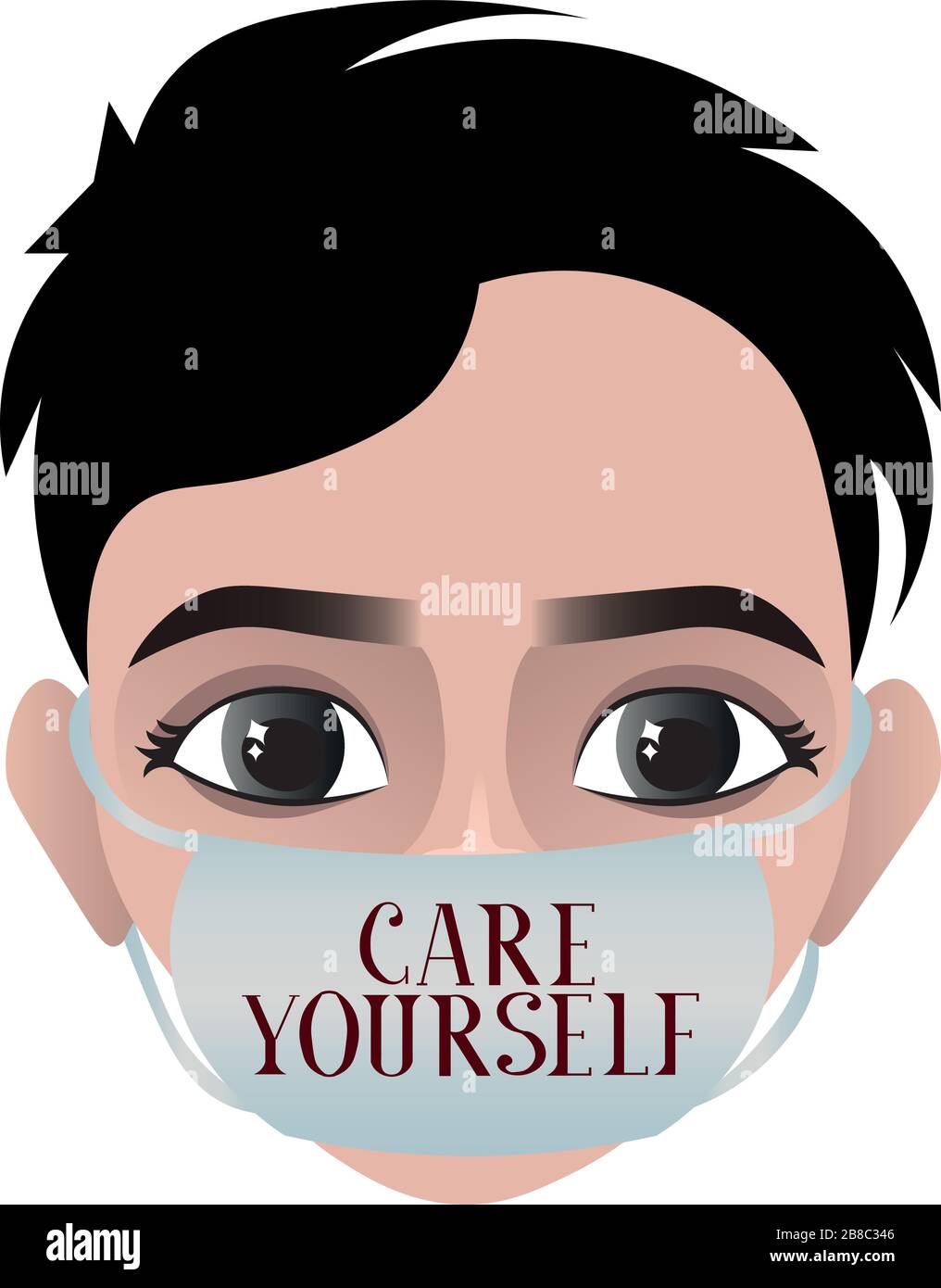 Take care of youself. Person in a medical mask. Epidemic, pandemic ...