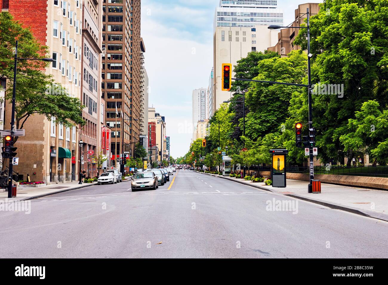 June, 2018 - Montreal, Canada: Cars, traffic lights and buildings on ...