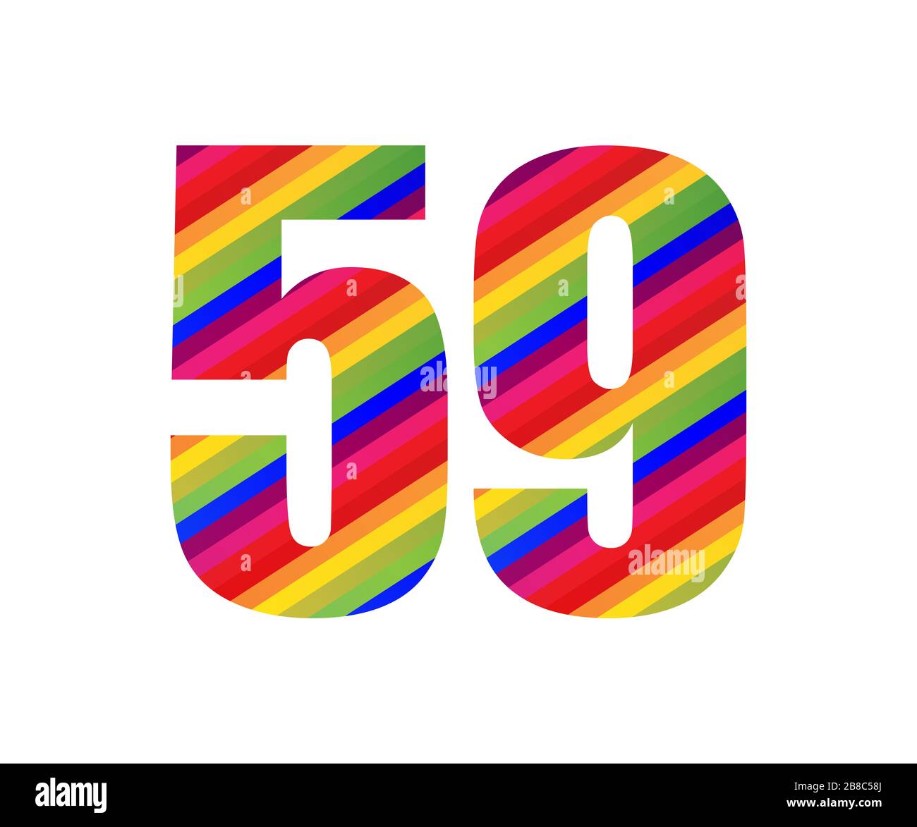 59 Number Rainbow Style Numeral Digit. Colorful Fifty Nine Number ...