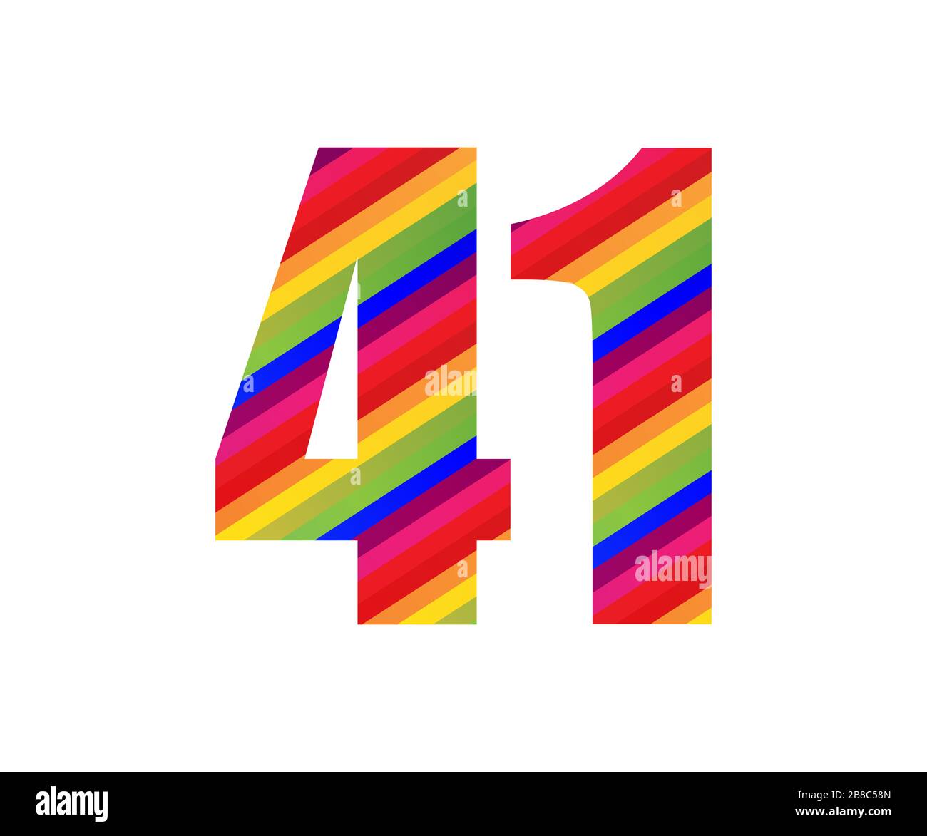 41 Number Rainbow Style Numeral Digit. Colorful Forty One Number Vector ...
