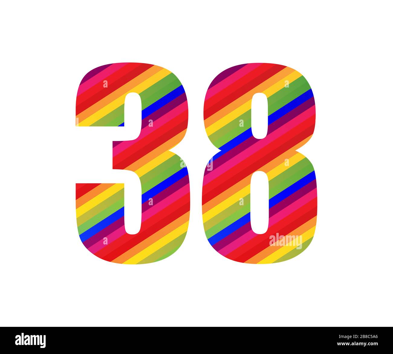 38 Number Rainbow Style Numeral Digit Colorful Thirty Eight Number