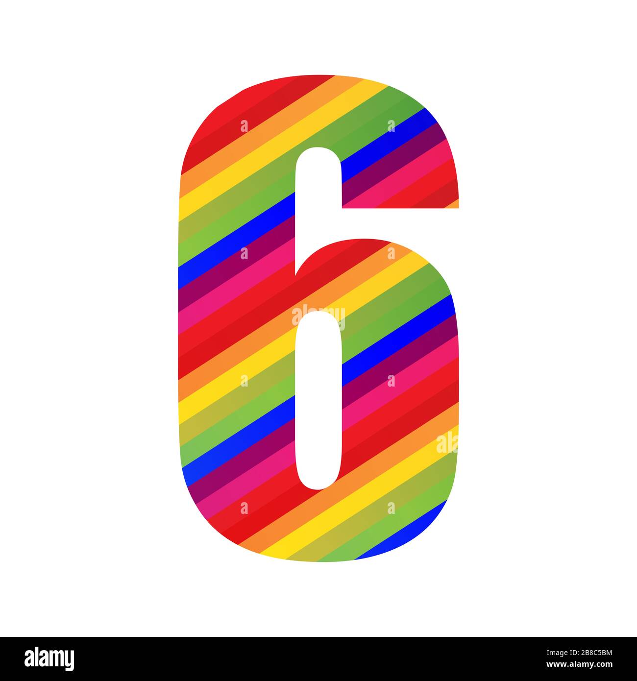 6 Number Rainbow Style Numeral Digit. Colorful Number Vector ...