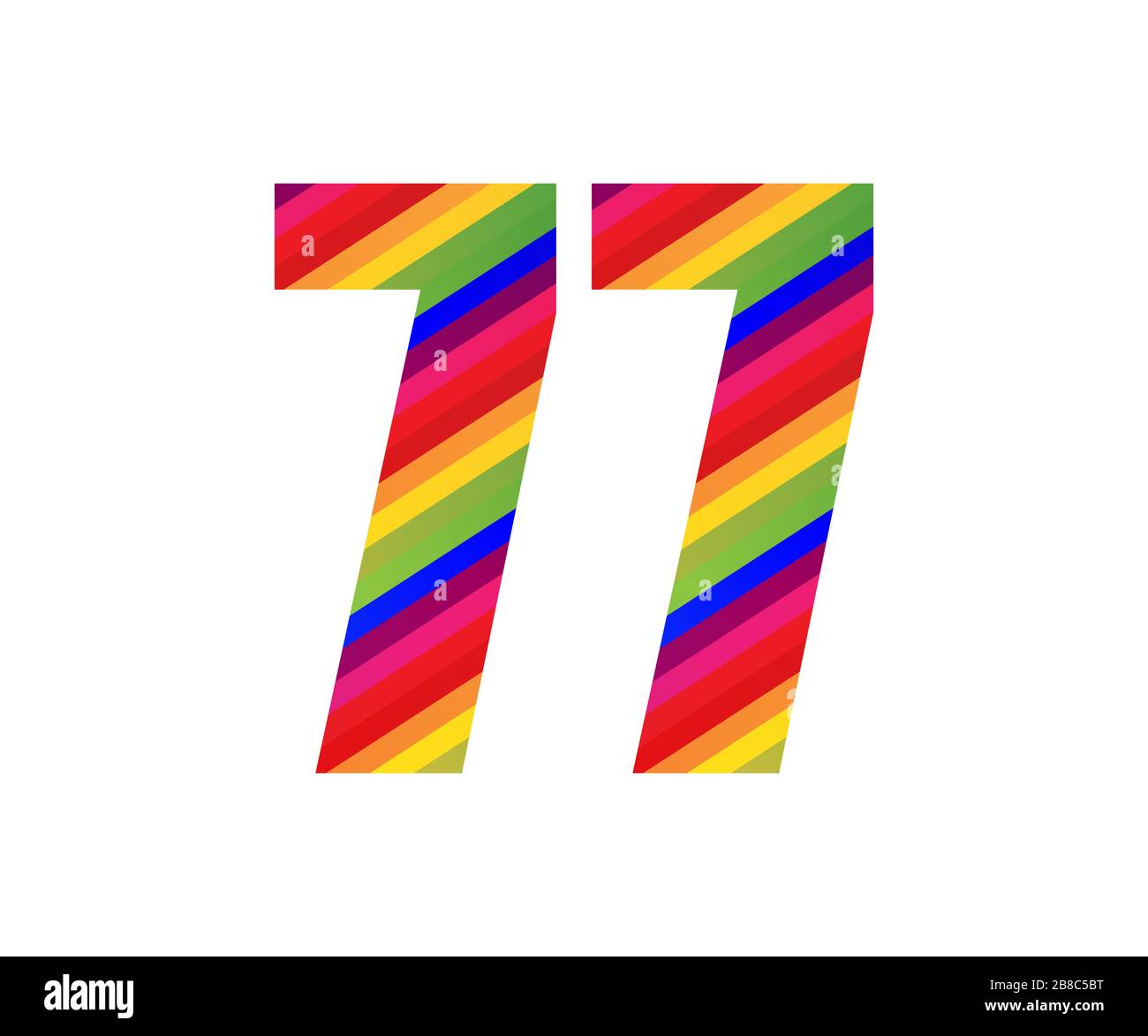 77 Number Rainbow Style Numeral Digit. Colorful Seventy Seven Number ...