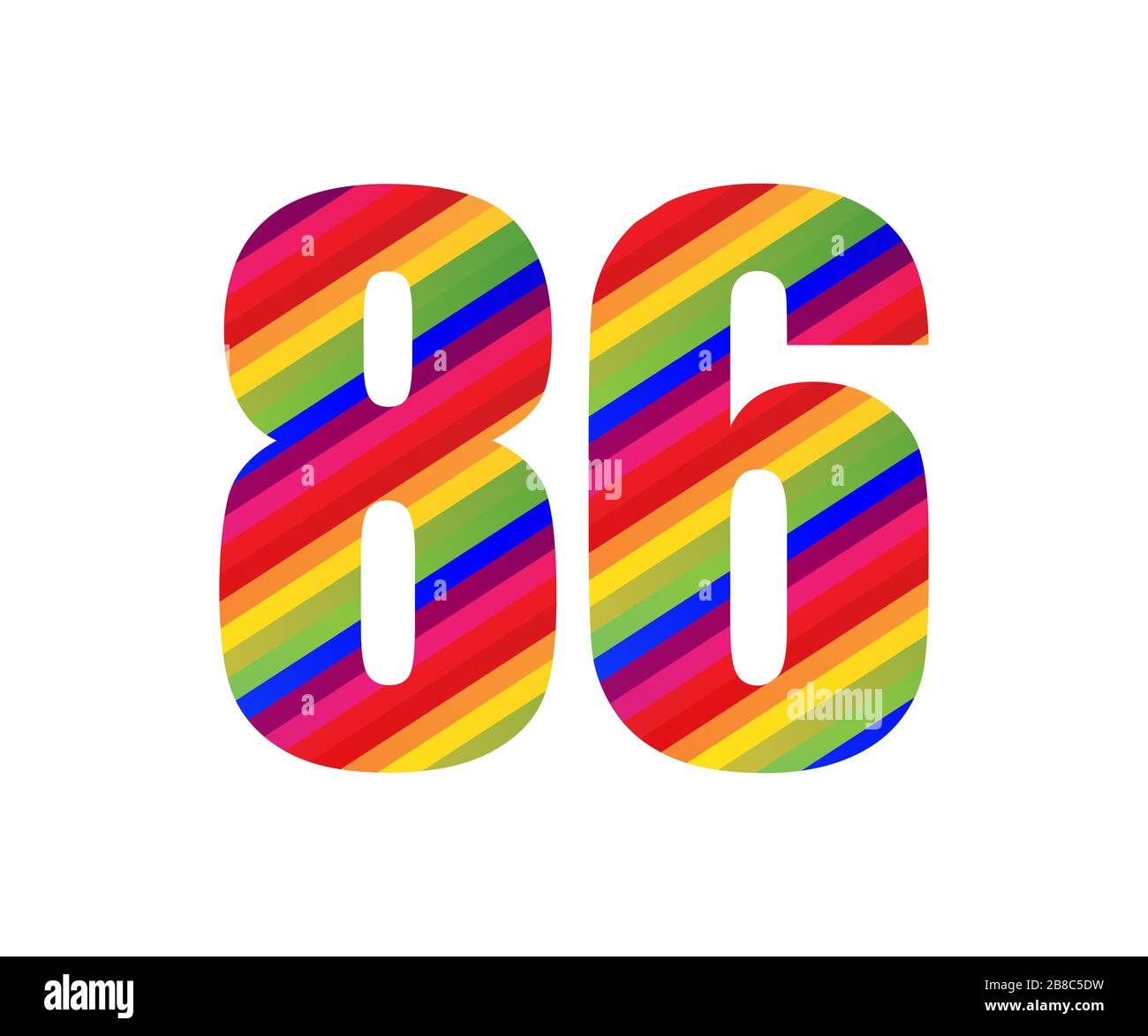 86 Number Rainbow Style Numeral Digit. Colorful Eighty Six Number ...