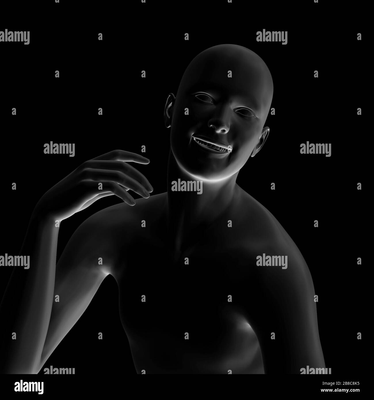 Abstract grey 3d human model in the dark background Stock Photo - Alamy