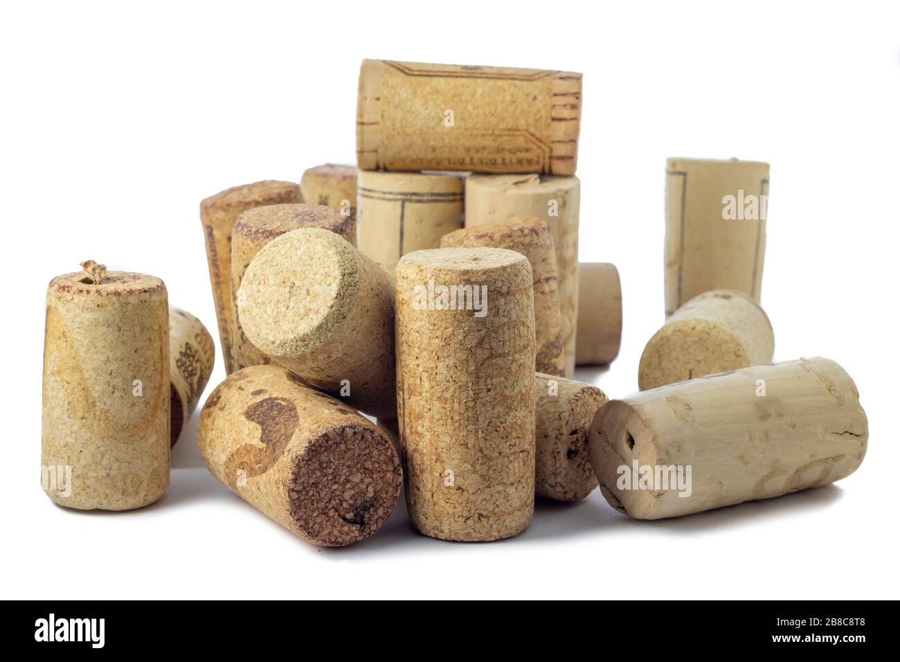 Multiple used wine bottle corks isolated on a white background Stock ...