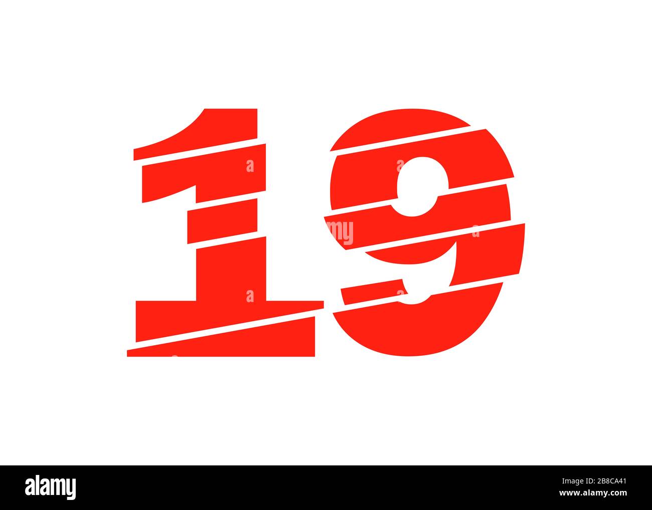 Modern Red 19 Number Design Vector Illustration. Numeral Vector Trendy ...