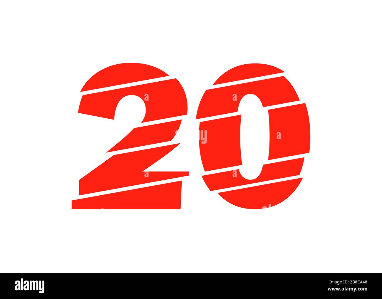 Modern Red 20 Number Design Vector Illustration. Numeral Vector Trendy ...