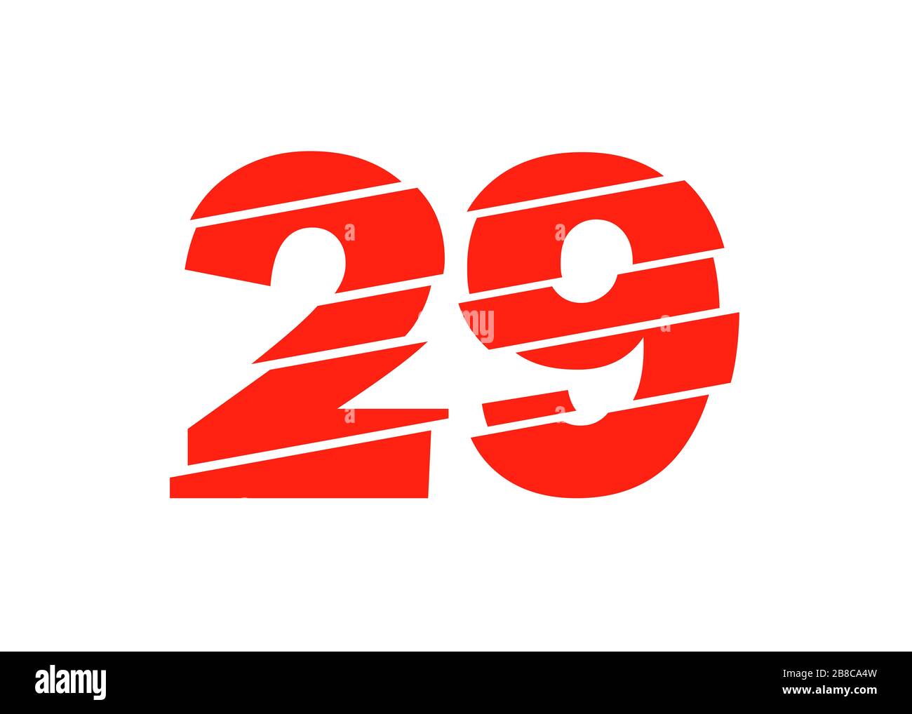 Modern Red 29 Number Design Vector Illustration. Numeral Vector Trendy ...