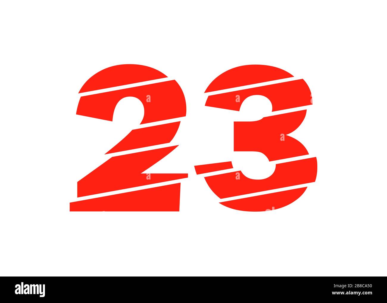 Modern Red 23 Number Design Vector Illustration. Numeral Vector Trendy ...