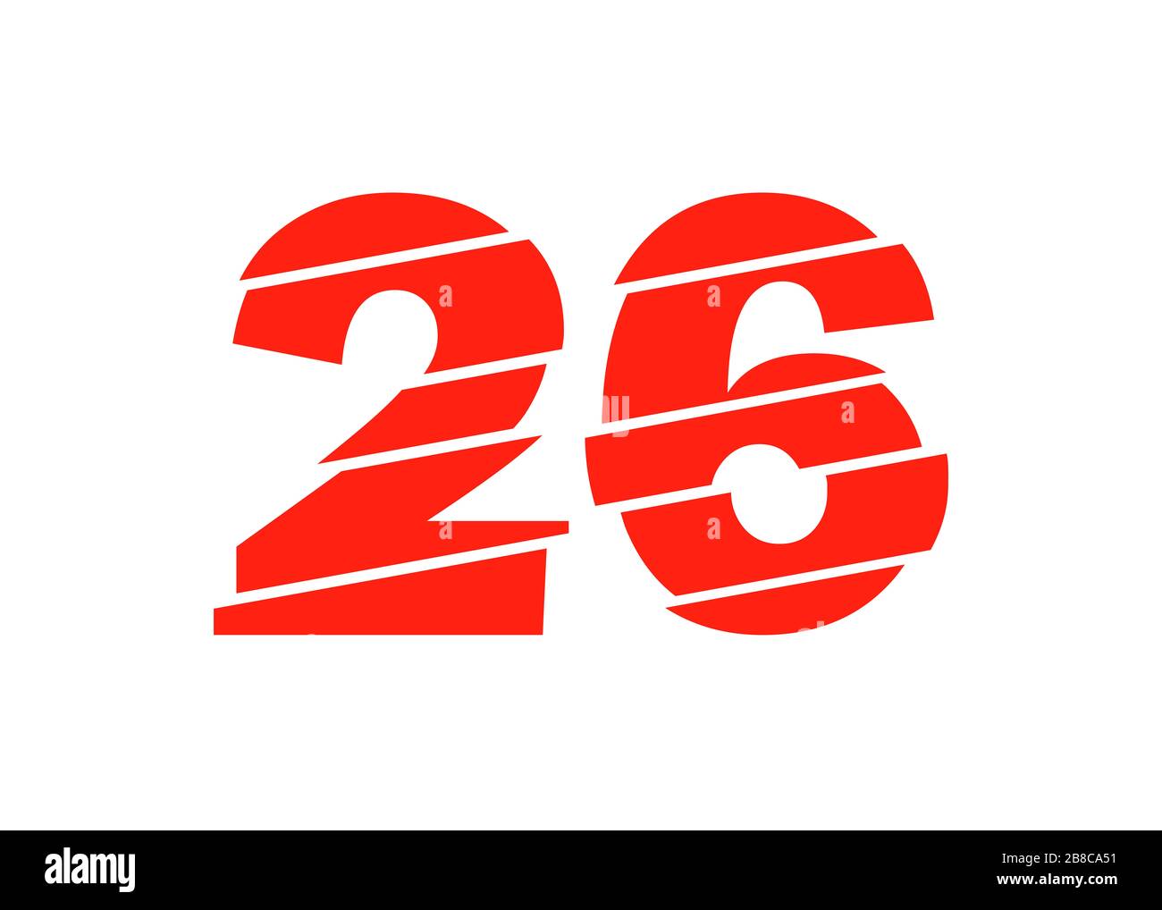 Modern Red 26 Number Design Vector Illustration. Numeral Vector Trendy ...