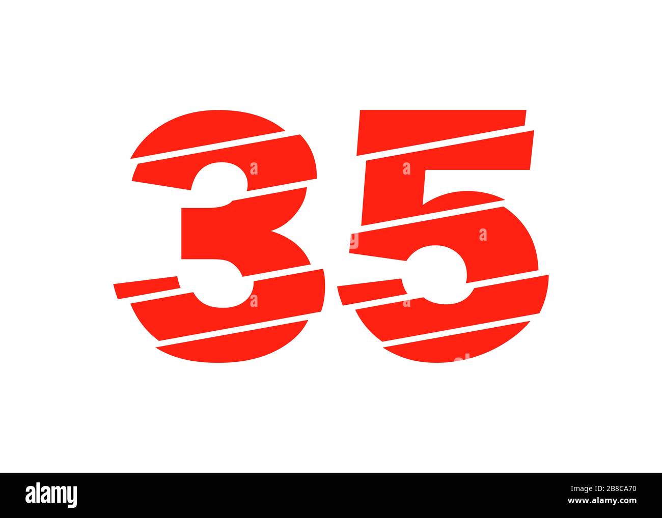 Modern Red 35 Number Design Vector Illustration. Numeral Vector Trendy ...