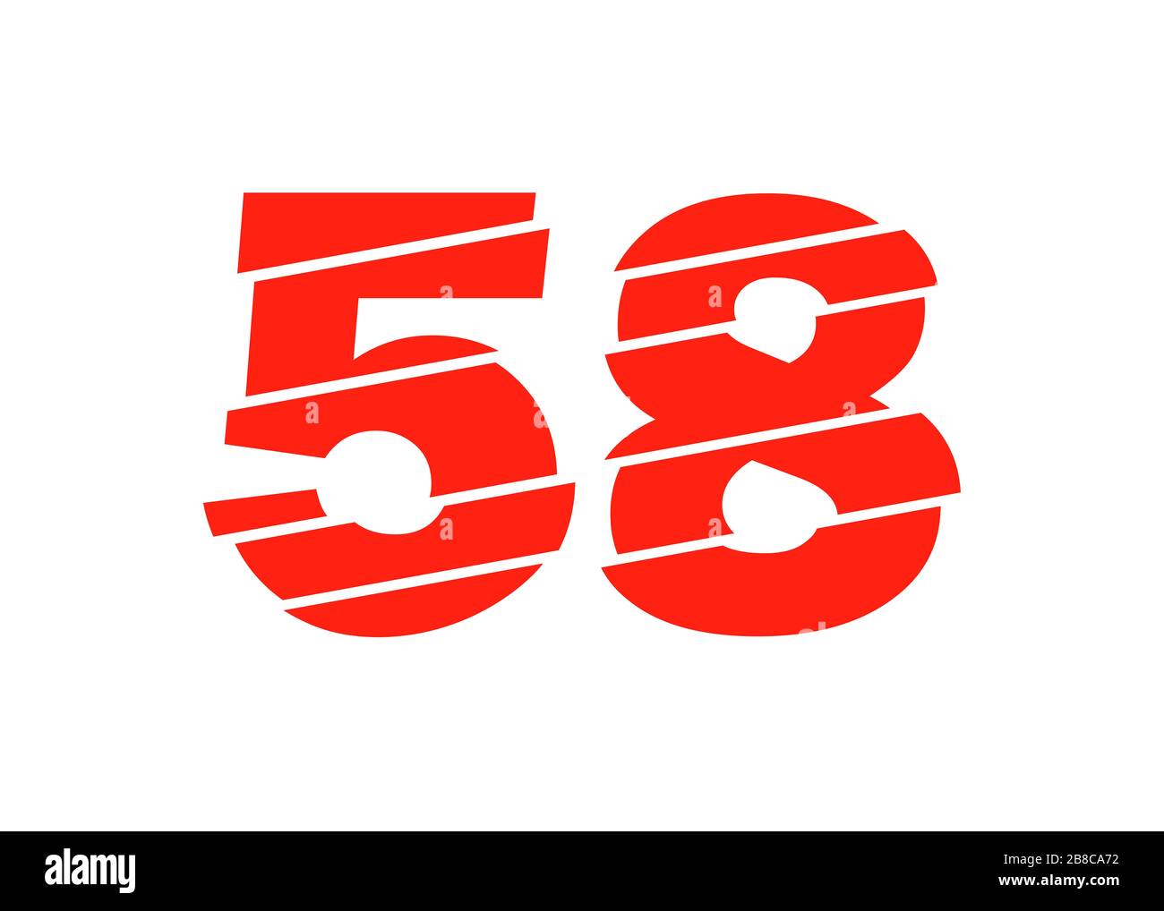 Modern Red 58 Number Design Vector Illustration. Numeral Vector Trendy ...