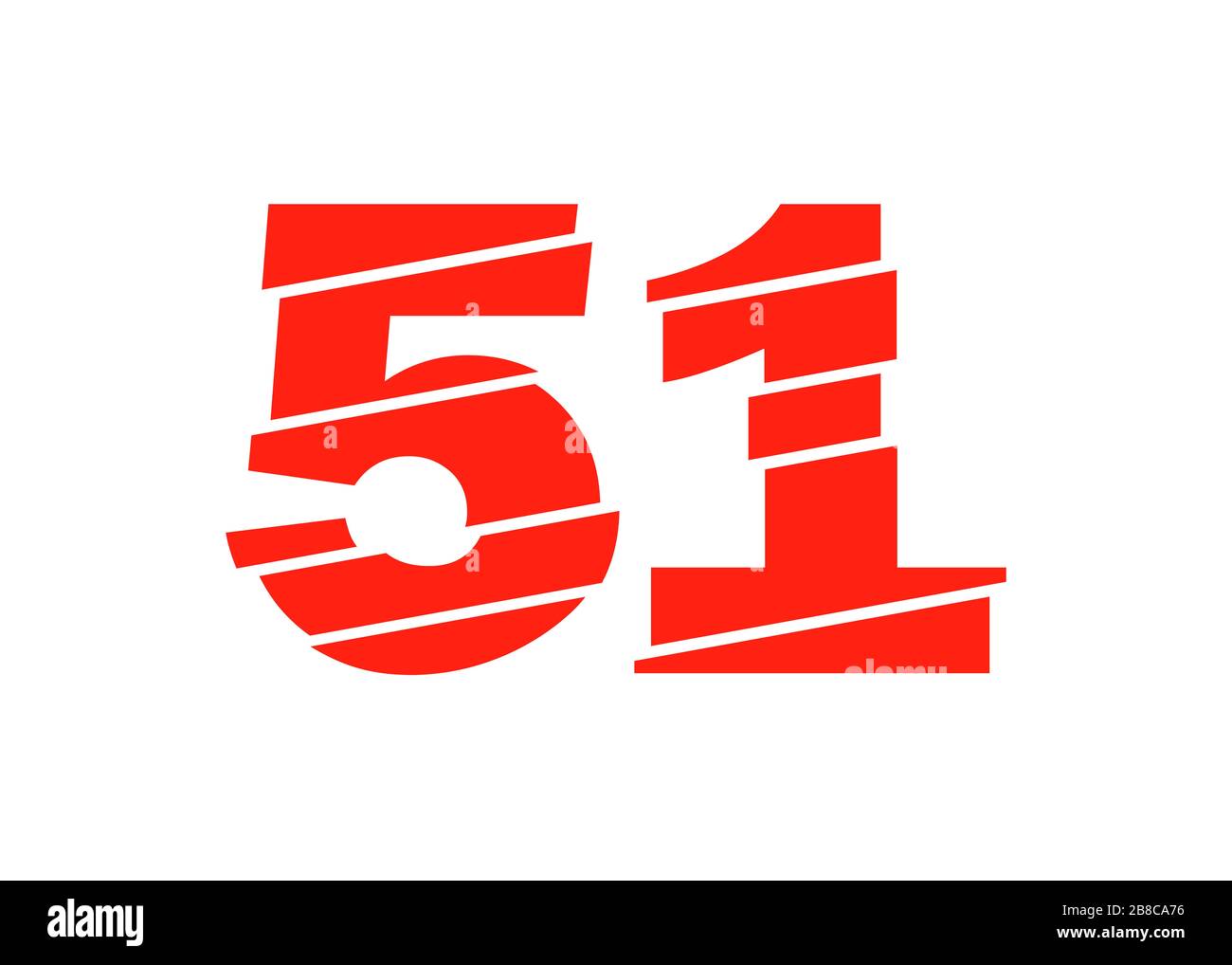 Modern Red 51 Number Design Vector Illustration. Numeral Vector Trendy ...