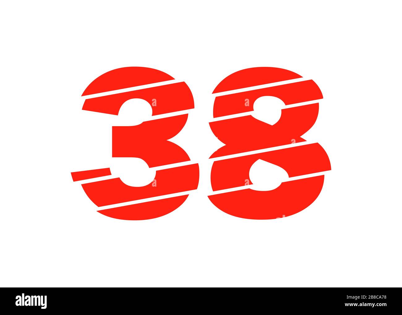 Modern Red 38 Number Design Vector Illustration. Numeral Vector Trendy ...