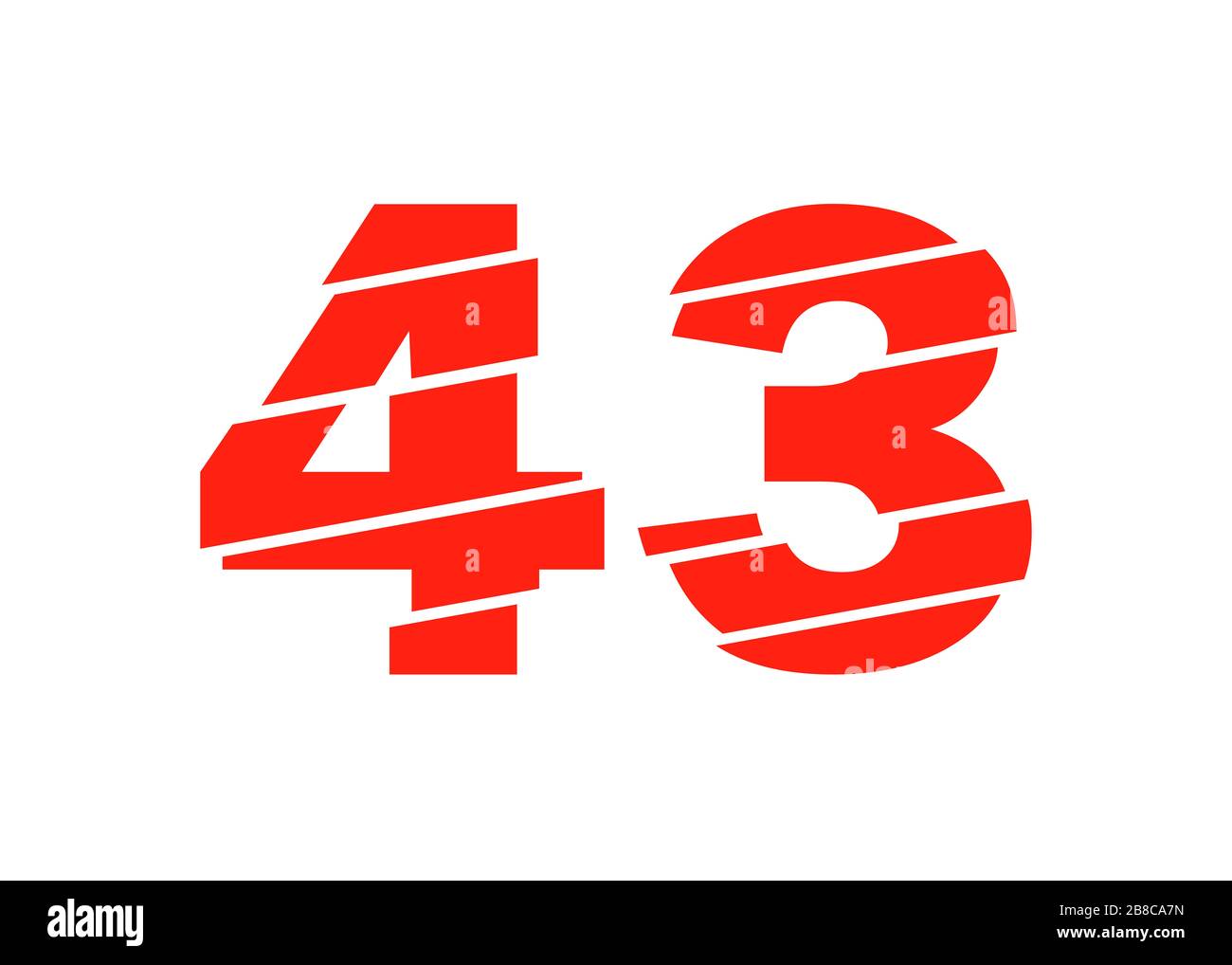 Modern Red 43 Number Design Vector Illustration. Numeral Vector Trendy ...