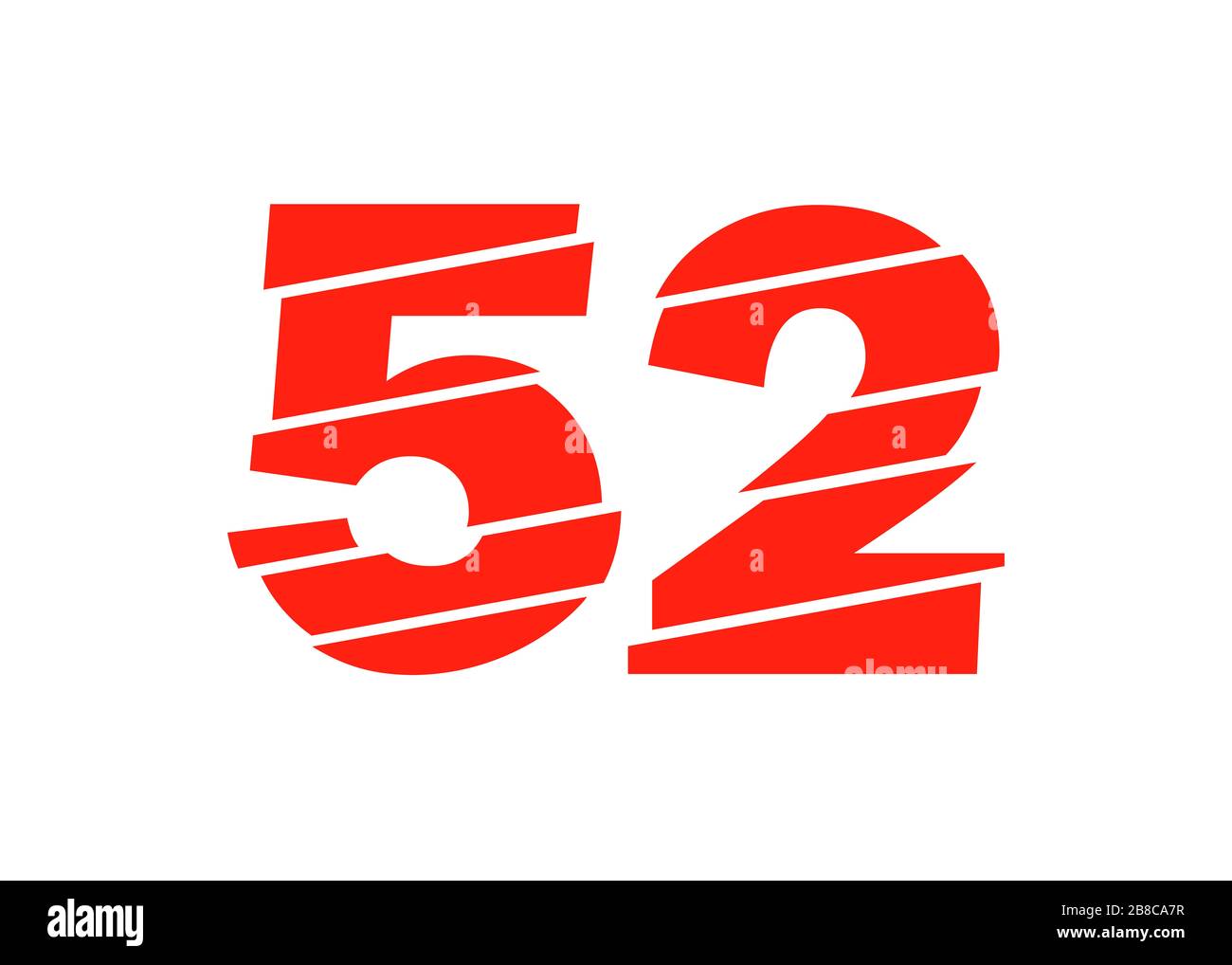 Modern Red 52 Number Design Vector Illustration. Numeral Vector Trendy ...