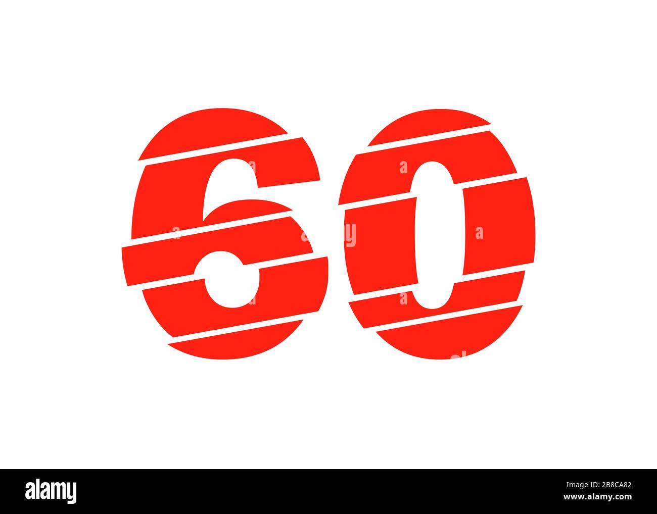 Modern Red 60 Number Design Vector Illustration. Numeral Vector Trendy ...