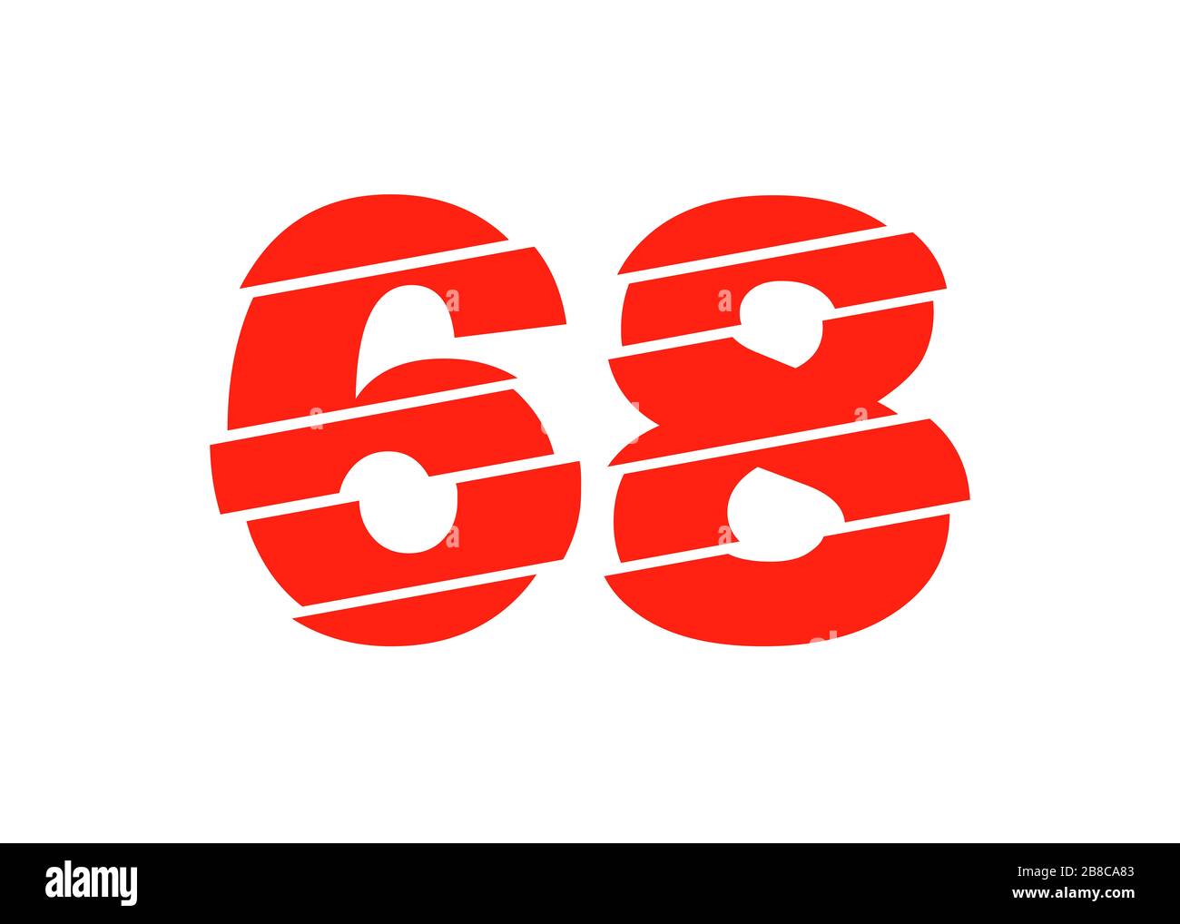 Modern Red 68 Number Design Vector Illustration. Numeral Vector Trendy ...