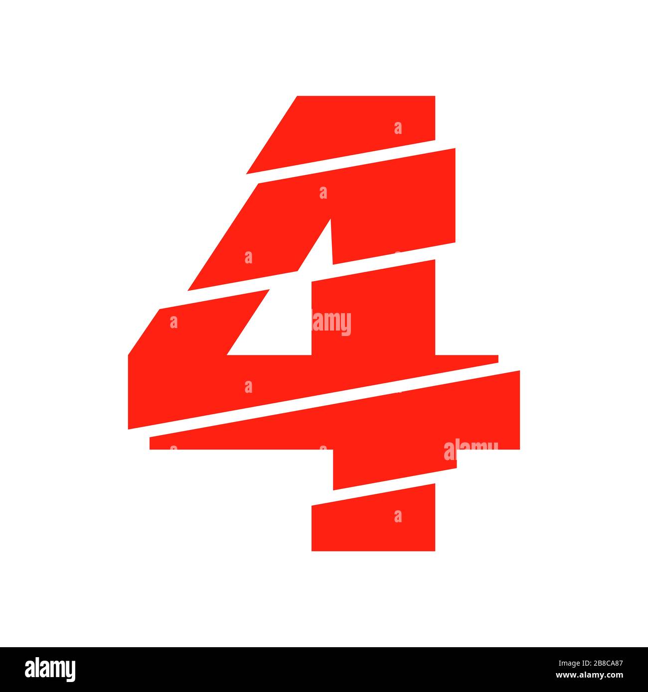 Modern Red 4 Number Design Vector Illustration. Numeral Vector Trendy ...