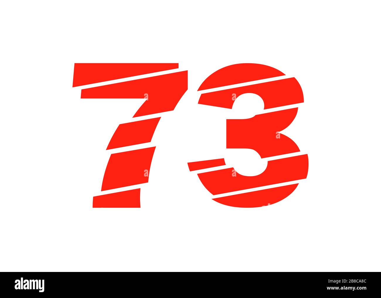 Modern Red 73 Number Design Vector Illustration. Numeral Vector Trendy ...