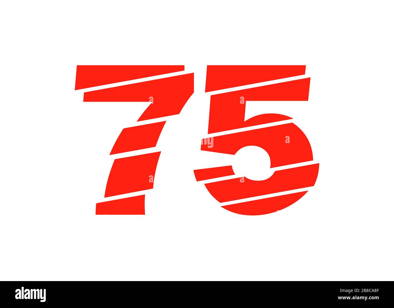 Modern Red 75 Number Design Vector Illustration. Numeral Vector Trendy ...