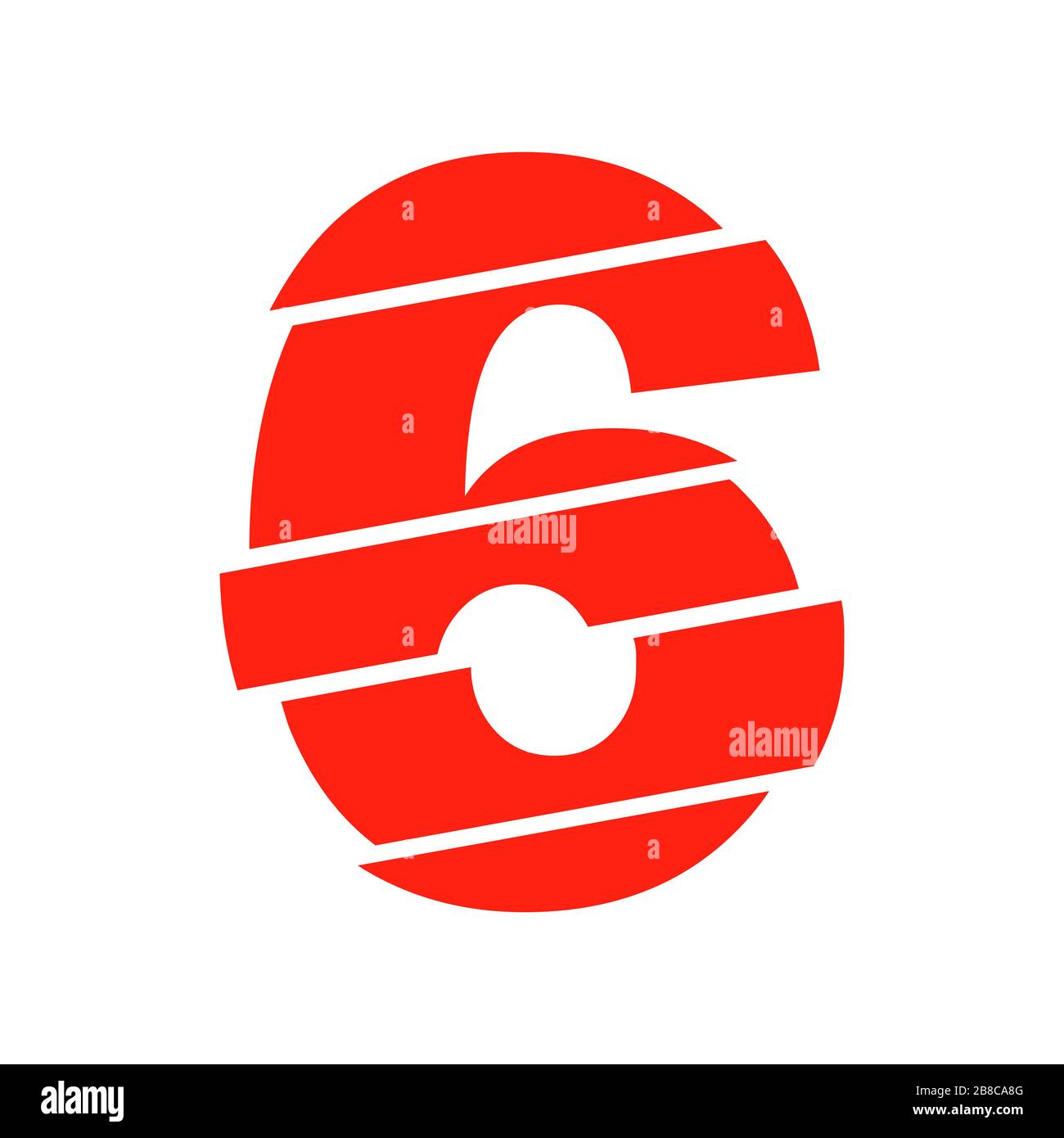 Modern Red 6 Number Design Vector Illustration. Numeral Vector Trendy ...
