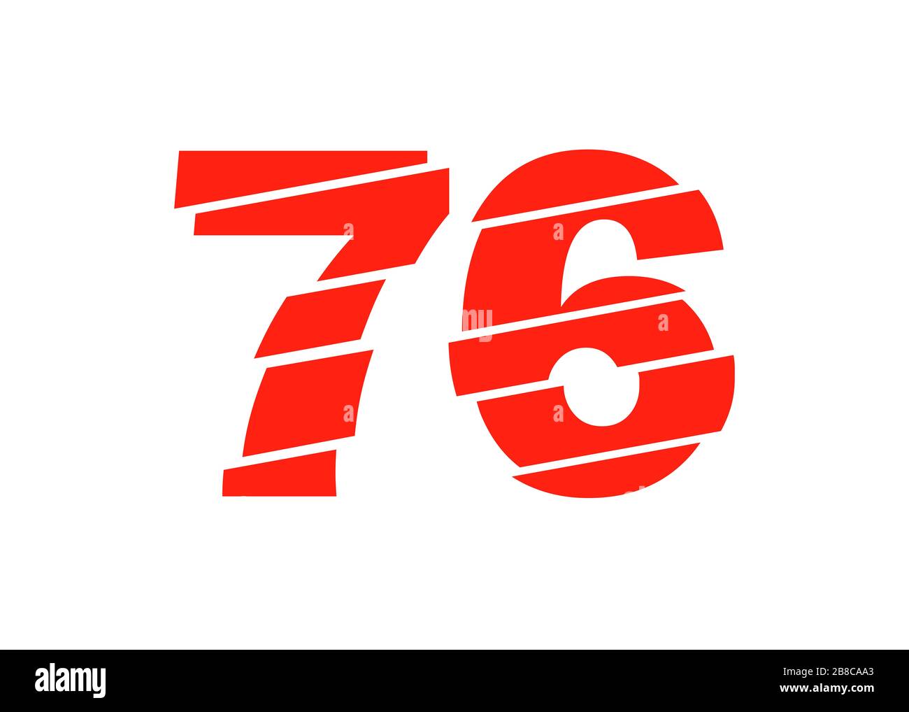 Modern Red 76 Number Design Vector Illustration. Numeral Vector Trendy ...