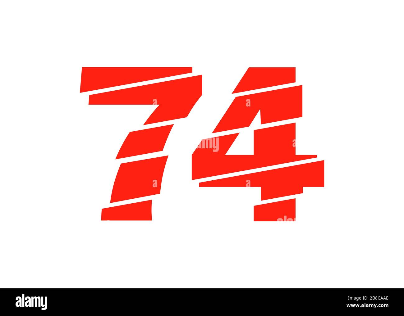 Modern Red 74 Number Design Vector Illustration. Numeral Vector Trendy ...