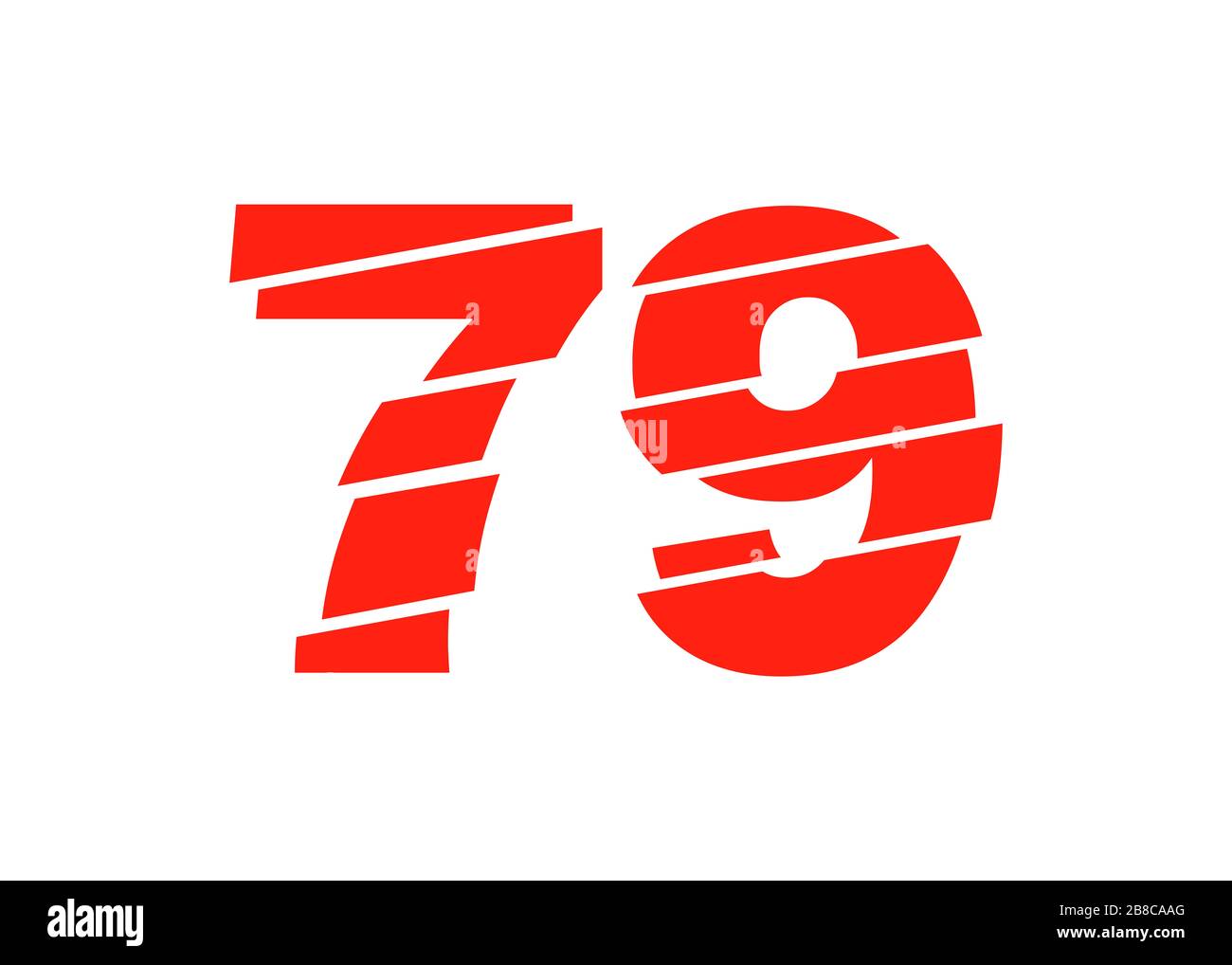 Modern Red 79 Number Design Vector Illustration. Numeral Vector Trendy ...