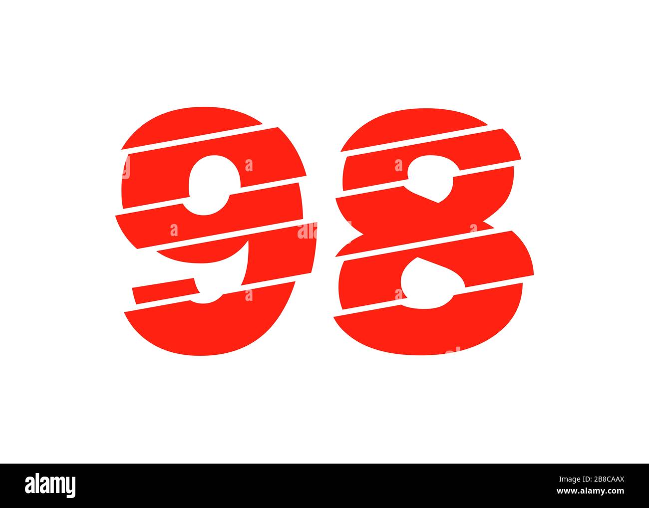 Modern Red 98 Number Design Vector Illustration. Numeral Vector Trendy ...