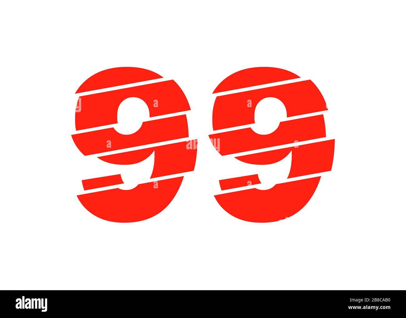 Modern Red 99 Number Design Vector Illustration. Numeral Vector Trendy ...