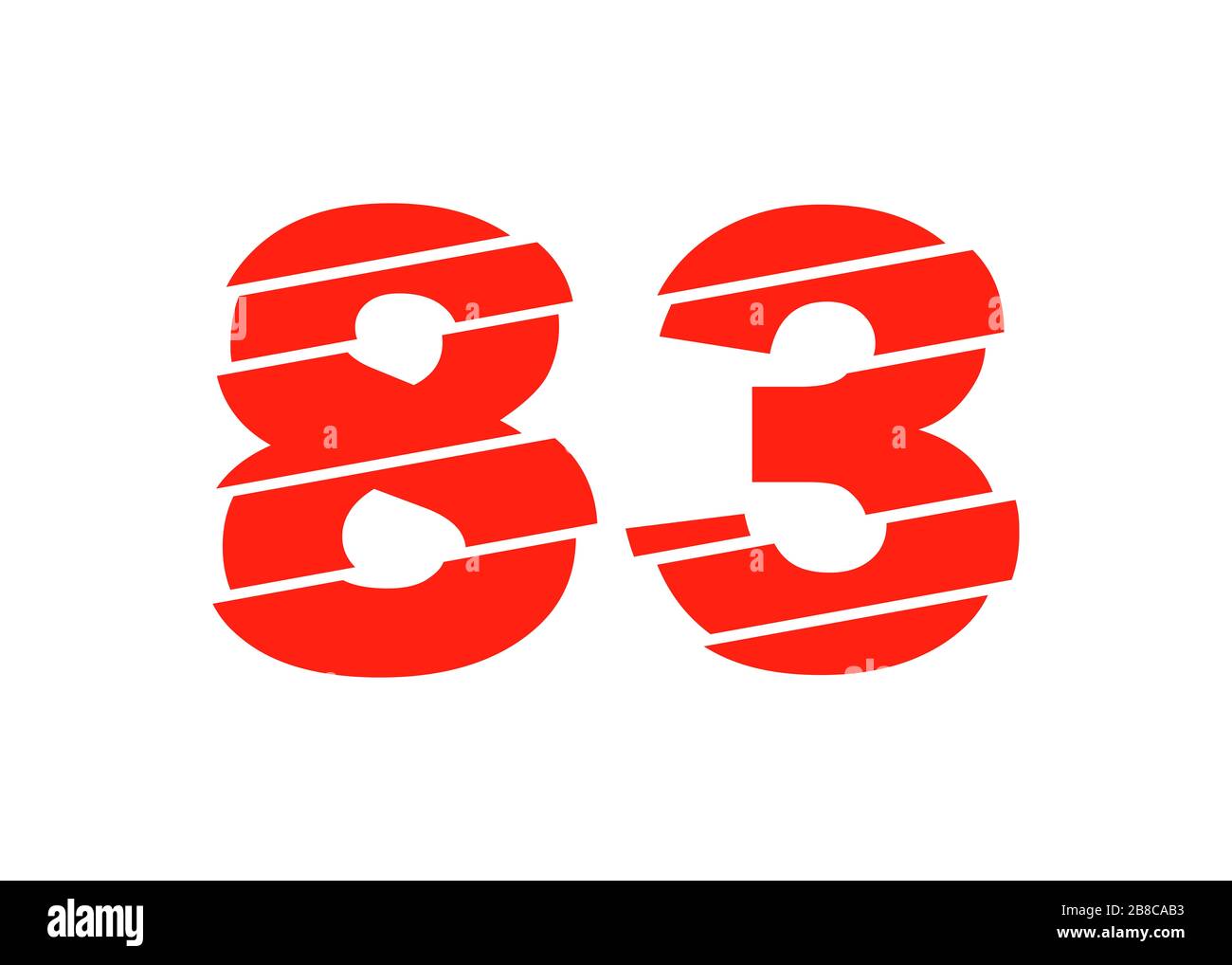 Modern Red 83 Number Design Vector Illustration. Numeral Vector Trendy ...