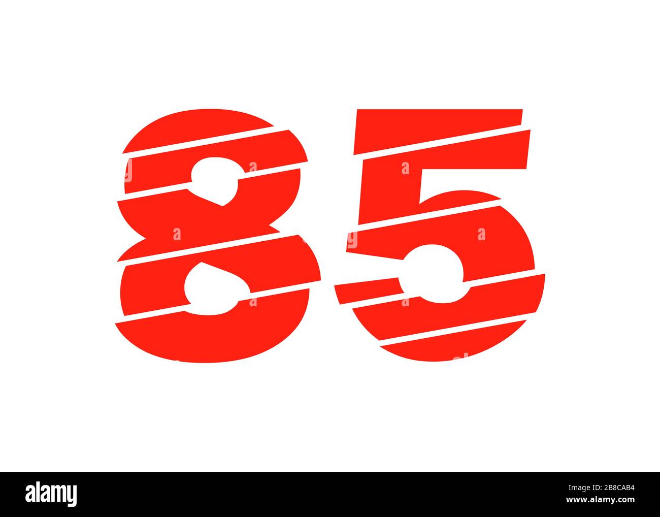 Modern Red 85 Number Design Vector Illustration. Numeral Vector Trendy ...