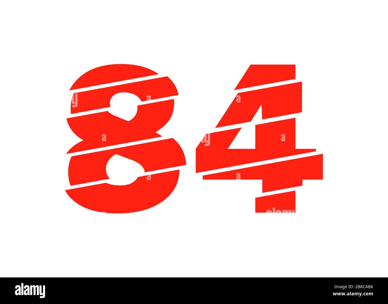 Modern Red 84 Number Design Vector Illustration. Numeral Vector Trendy ...