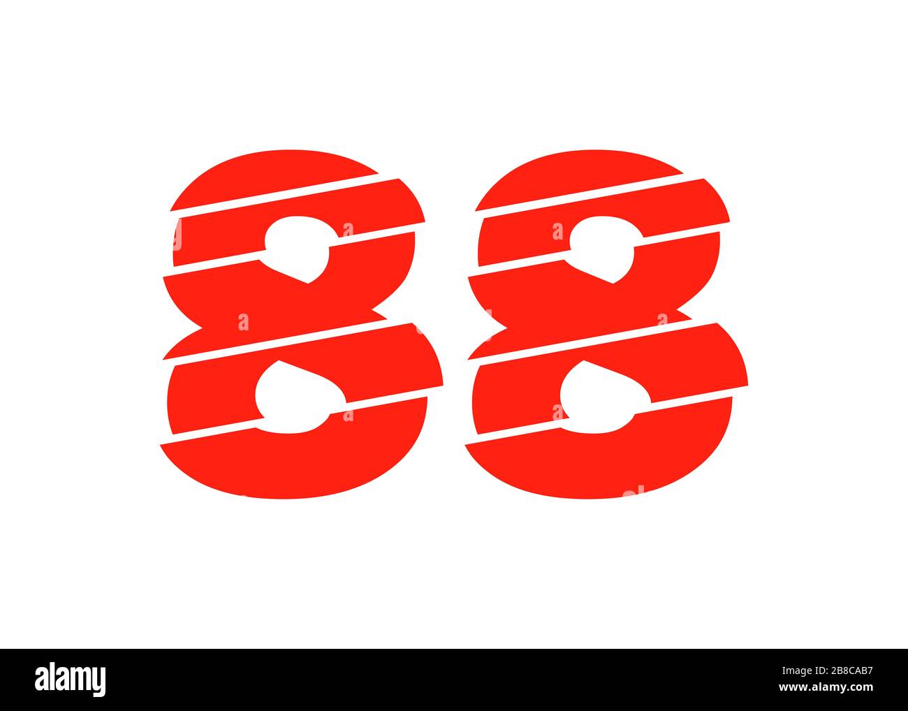 Modern Red 88 Number Design Vector Illustration. Numeral Vector Trendy ...