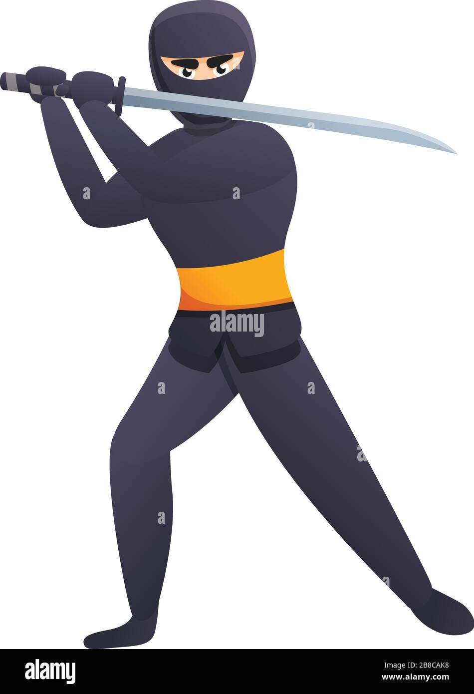 Ninja with sword icon. Cartoon of ninja with sword vector icon for web ...