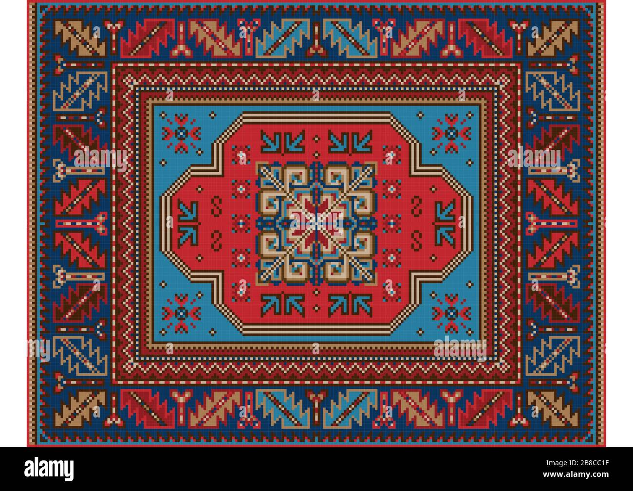 Variegated pattern of a luxury old oriental carpet with red,brown and ...