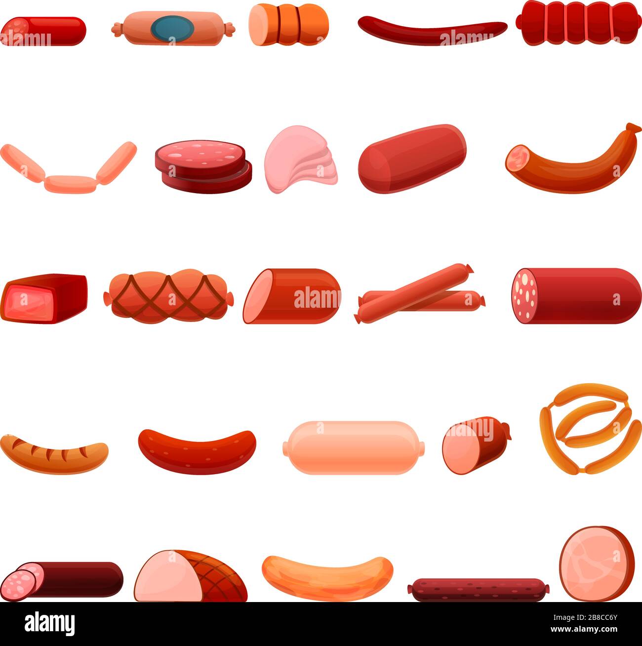 Sausage icons set. Cartoon set of sausage vector icons for web design ...