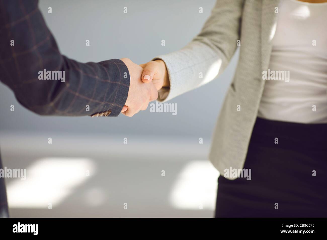 Handshake.Business people give a handshake at a meeting a successful ...