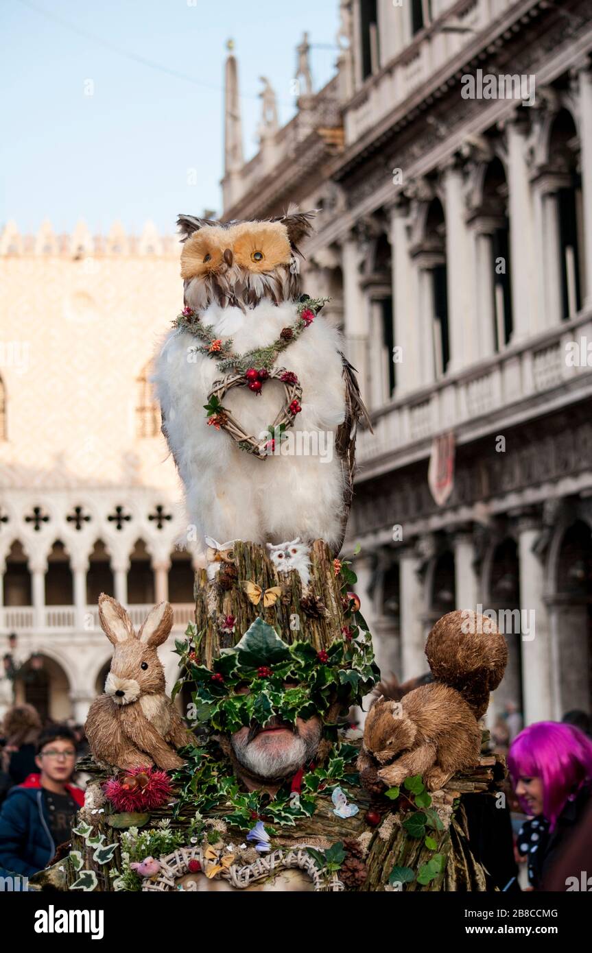 Venice Carnival characters in a colorful brown and gold Carnival ...