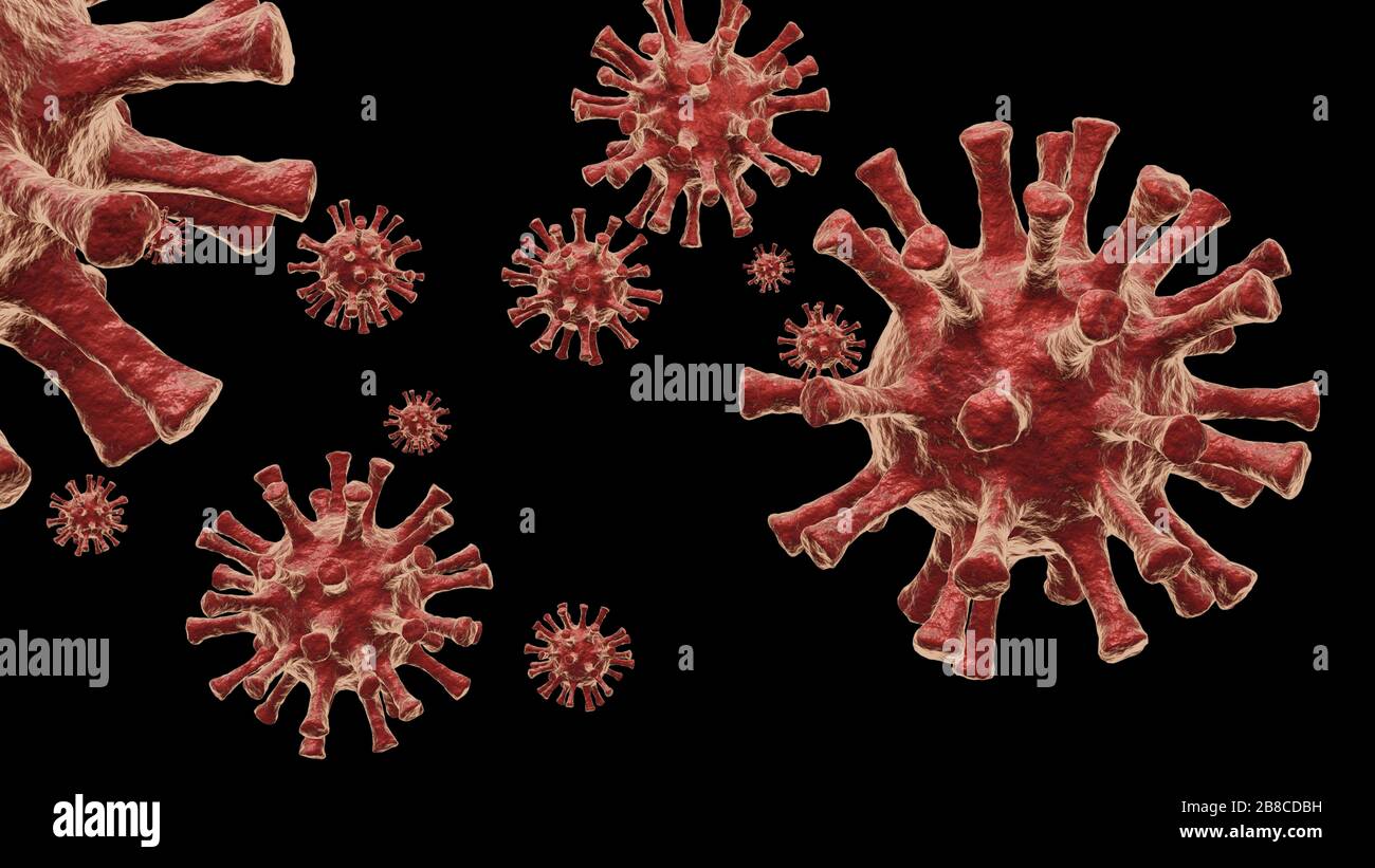 Coronavirus 3d rendering. Illustration showing structure of epidemic ...