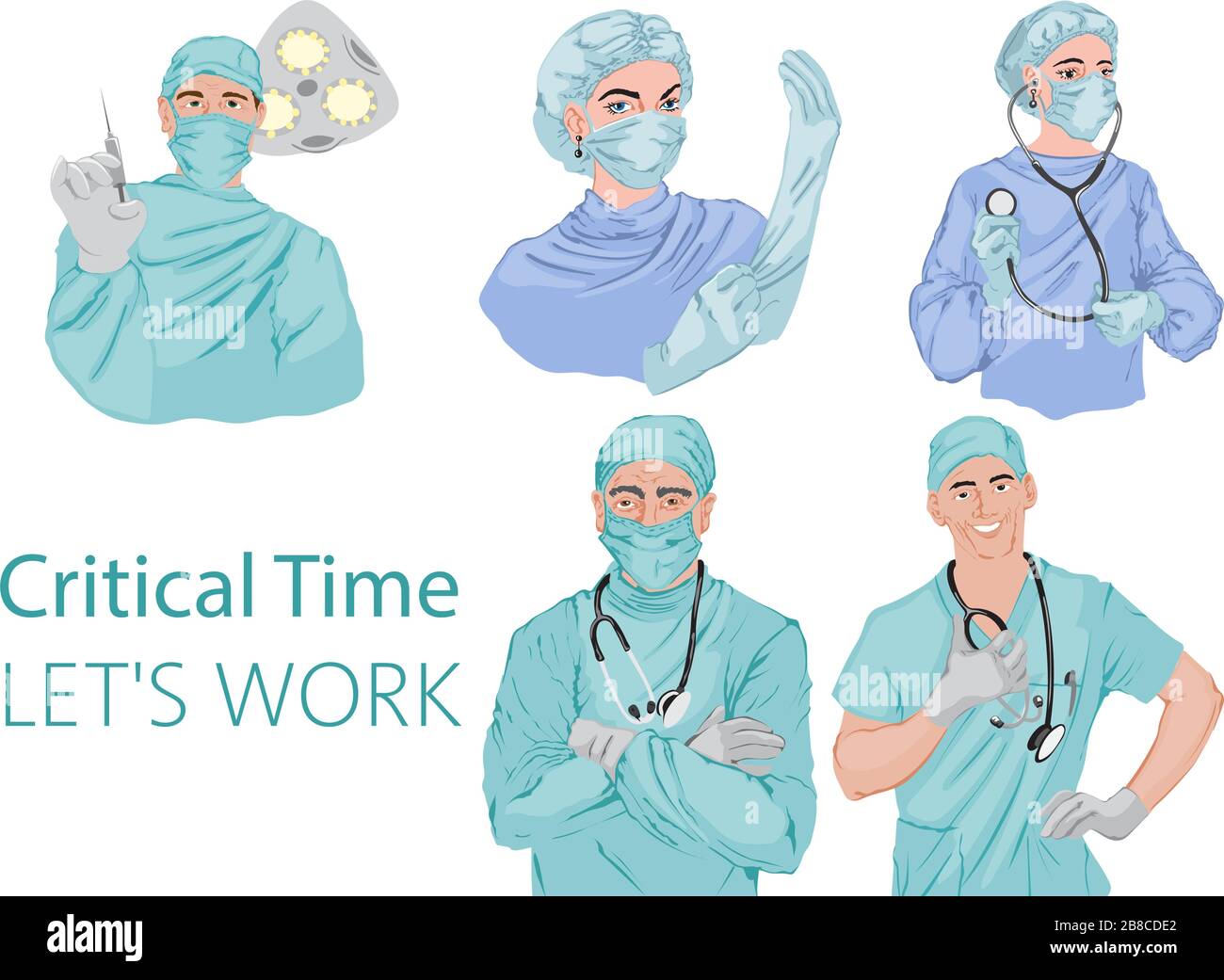 Doctors fighting against corona virus Vector icons. Pandemic ...