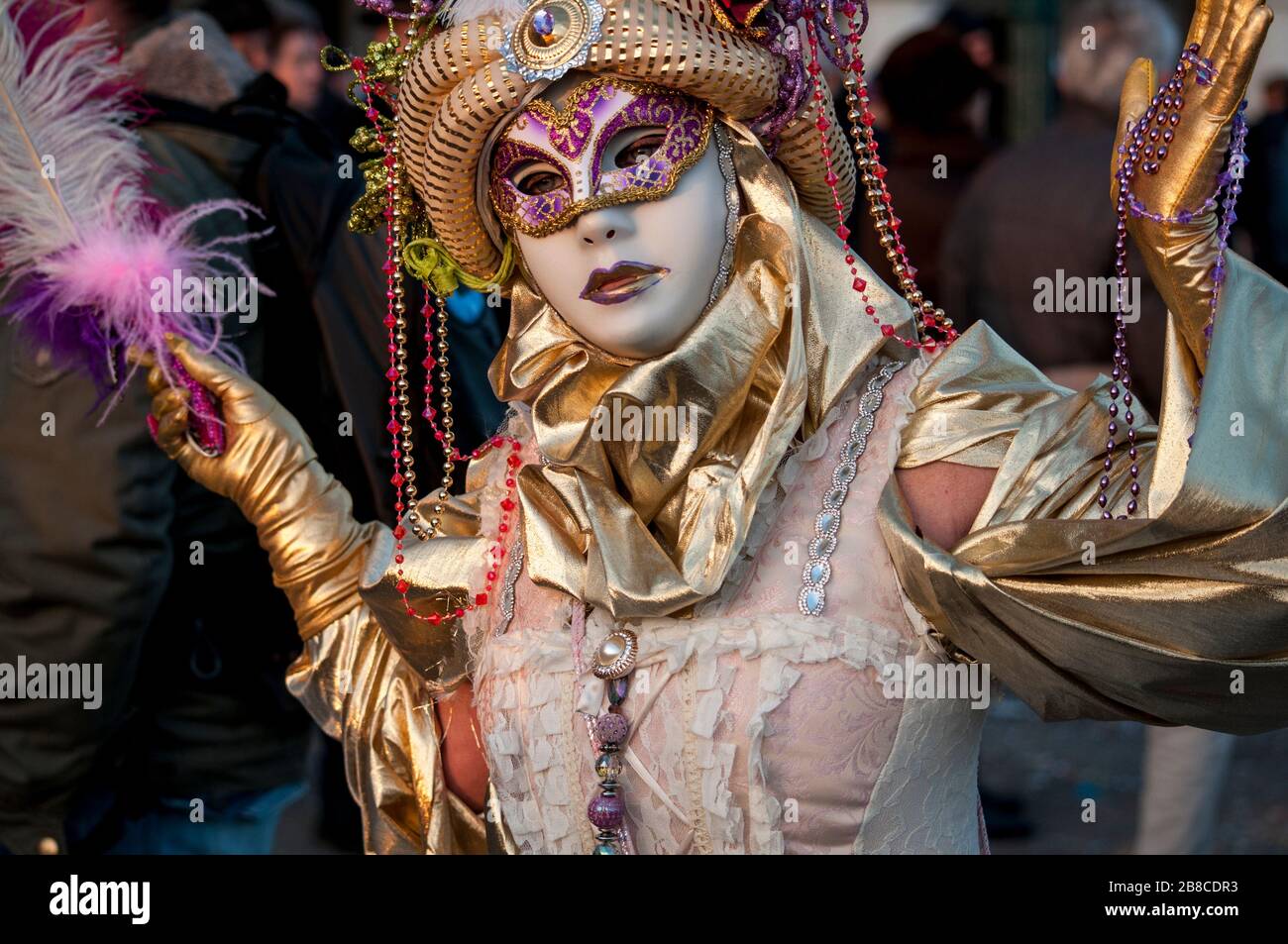 Venice Carnival characters in a colorful brown and gold Carnival ...