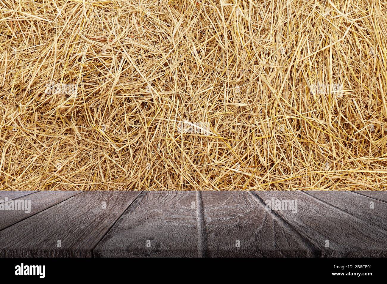 Straw background texture, Wooden floor plank table empty on dry rice ...