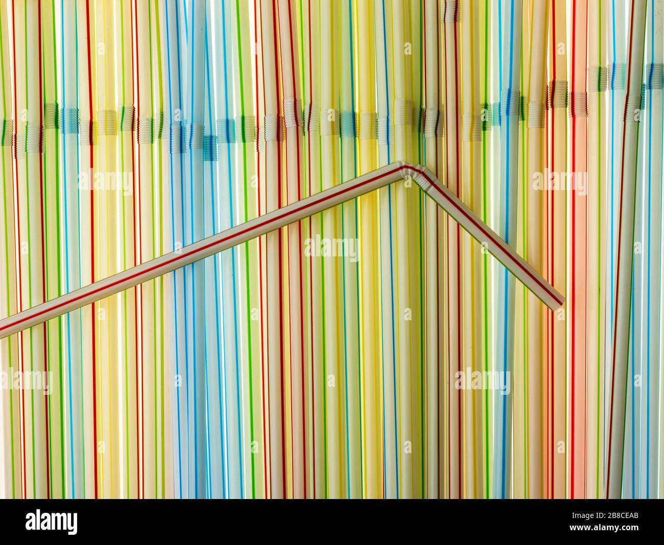 Close-up abstract representation with arranged drinking straws as ...