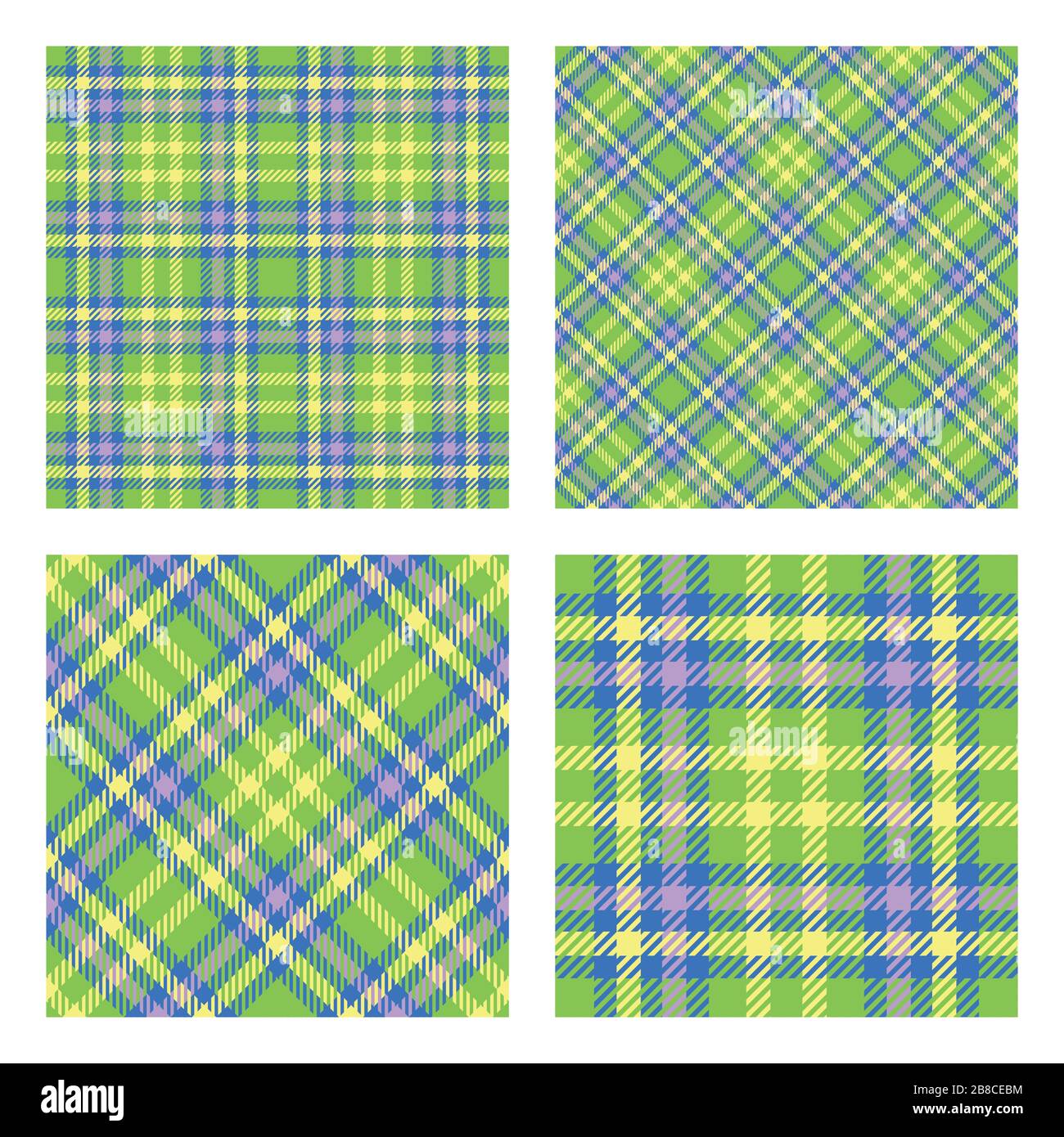 Scottish tartan plaid. Set of 2 seamless patterns. Spring colors ...
