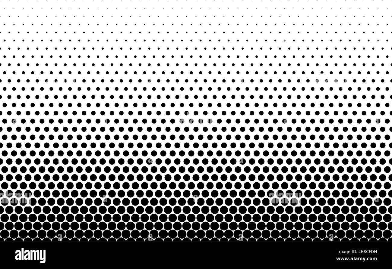 Seamless halftone vector background.Filled with black circles .Short ...