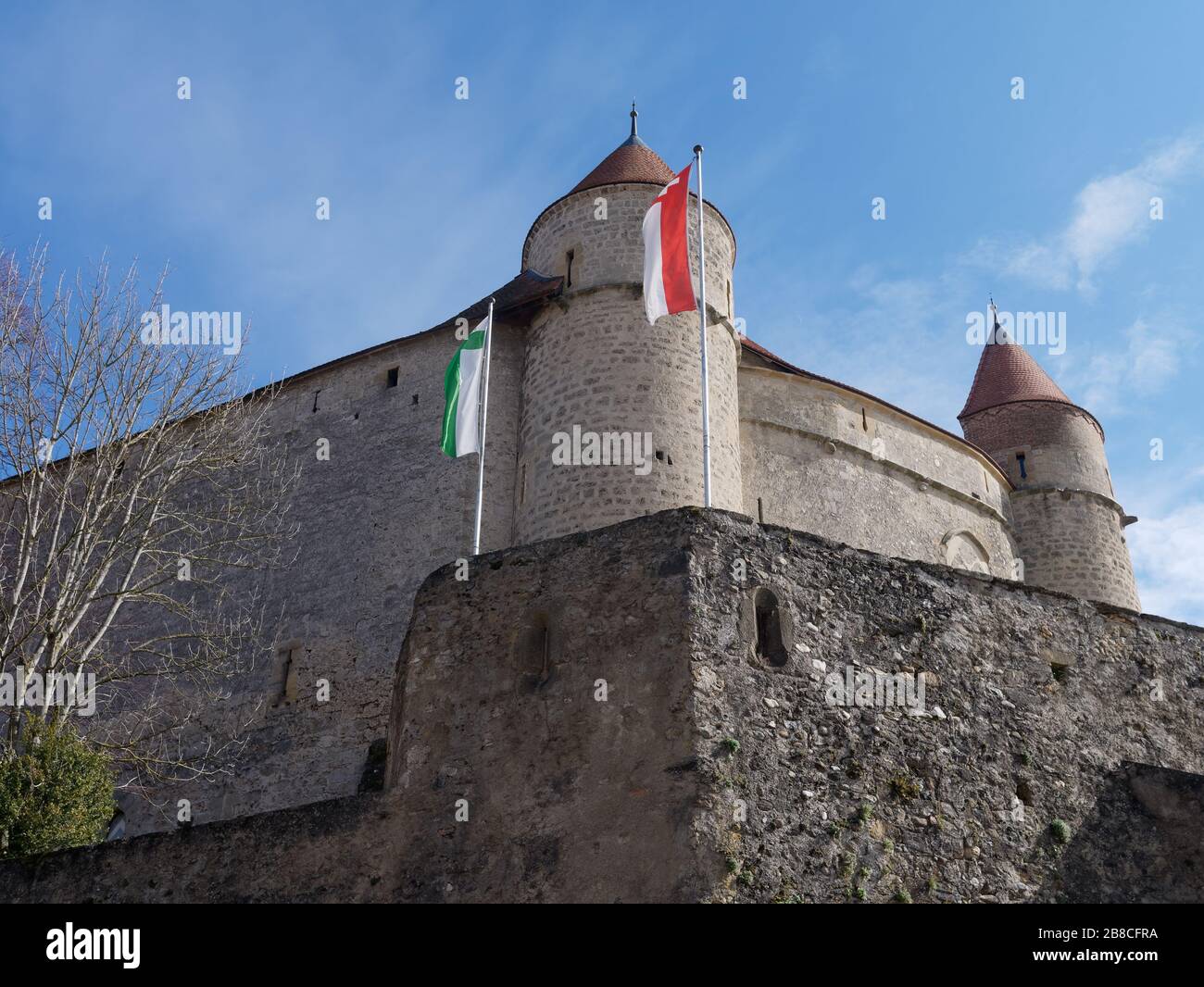 View of Grandson Castle, one of the best-preserved medieval fortresses ...