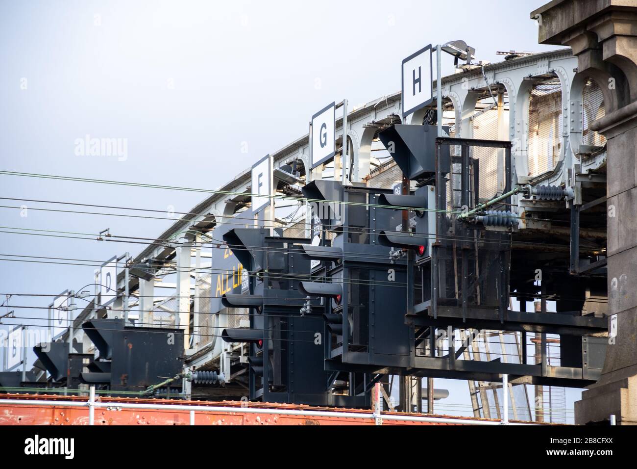 Overhead Cables and Lights on the Railway Bridge over the River Clyde ...